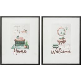 Bild mit Rahmen CREATIV HOME "Deko-Bild Home & Welcome", farbe rahmen: schwarz, farbe bild(er): gr&uuml;n, B:40cm H:50cm T:2,5cm, Bilder, Bild mit Rahmen, in sch&ouml;ner Farbgebung