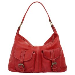 Shopper CLUTY, Damen, Gr. B/H/T: 36cm x 25cm x 11cm onesize, rot, Leder, leicht gl&auml;nzend, unifarben, Taschen Shopper, echt Leder, Made in Italy