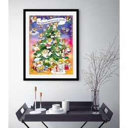 Bild queence "Christmas Tree", bunt (farbe rahmen: schwarz, farbe bild(er): bunt), B:40cm H:50cm, Acrylglas, Holz, Papier, Bilder, Bild, HD Premium Poster-Druck inkl. Holzrahmen