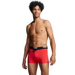Badehose Puma "Puma SWIM MEN LOGO TRUNKS", Herren, Gr. XS, N-Gr, rot, Web, Obermaterial: 80% Polyester, 20% Elasthan, unifarben, Badehosen Badehose, elastischer Logobund mit integriertem Kordelzug