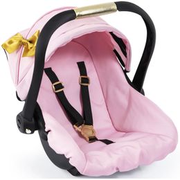 Puppen Autositz BAYER "rosa/goldfarben Schleife", rosa (schleife rosa, goldfarben), Puppenausstattungen, KinderB:34cm H:38cm T:45cm, Kunststoff, Metall, Puppen Autositz, mit Dach, B:34cm H:38cm T:45cm