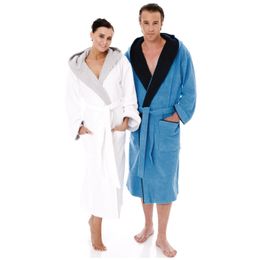 Unisex-Bademantel Egeria "Cairo, ideal f&uuml;r Sauna & Spa, Hotelbademantel, Morgenmantel" Gr. XL, wei&szlig;, L:125cm, Walkfrottee, Hausm&auml;ntel, Unisex-Bademantel, mit Kapuze, Doubleface Optik
