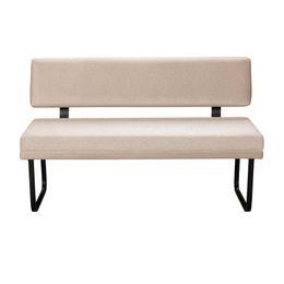 Sitzbank OTTO HOME "Gabi Esszimmerbank, Bank, K&uuml;chenbank, Polsterbank", helles beige, B:141cm H:88cm T:67cm, Holzwerkstoff, Massivholz, Metall, Polyester, Sitzb&auml;nke, Sitzbank, Gestell aus matt-schwarzem Flachmetall, stabil, 2-Stoff-Design