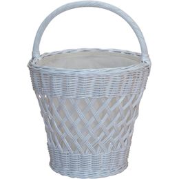 W&auml;schekorb, wei&szlig;, B:40cm H:60cm T:40cm &Oslash;:40cm, Geflecht Rattan, HOFMANN LIVING AND MORE, W&auml;schesammler, W&auml;schekorb, aus Rattan mit praktischem Tragegriff