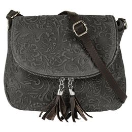 Umh&auml;ngetasche Samantha Look, Damen, Gr. B/H/T: 21cm x 17cm x 7cm onesize, grau, Leder, leicht gl&auml;nzend, unifarben, Taschen Umh&auml;ngetasche, echt Leder, Made in Italy