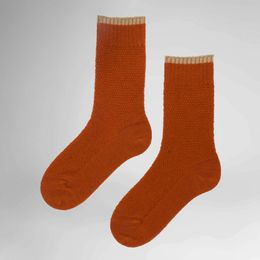 Socken Hudson "Socke Bubble", Damen, Gr. 39-42, rot (burnt orange 0974), Obermaterial: 41% Polyamid PA. 34% Polyacryl PAN. 23% Wolle WO. 1% metallisierte Fasern MTF. 1% Elasthan EL., Socken Socken