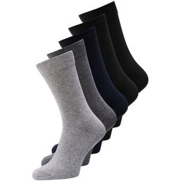 Jack & Jones Basicsocken JACK & JONES "JACJENS SOCK 5 PACK NOOS", Herren, grau (dunkelgrau melange), Baumwollmischung, meliert, Socken Basicsocken