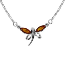 Collier OSTSEE-SCHMUCK "- Schmetterling - Silber 925/000 - Bernstein" Gr. 42, silber (silber 925, silberfarben, wei&szlig;), Halsketten, Damen, Silber 925 (Sterlingsilber), Collier