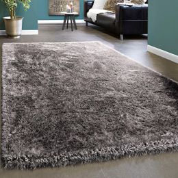 Hochflor-Teppich Paco Home "Touch 100", grau, B:60cm H:49mm L:100cm, Kunstfaser, Teppiche, Hochflor-Teppich, weicher Uni Shaggy mit Glanz Garn, Wohnzimmer