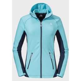 Sch&ouml;ffel Fleecejacke SCH&Ouml;FFEL "Fleece Hoody Monte Sart L", Damen, Gr. 42, blau (8125, blau), Oberstoff : 91% Polyester 9% Elasthan, regular fit, hoch geschlossener Ausschnitt, Jacken Fleecejacke