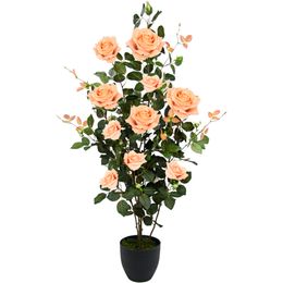 Kunstbaum I.GE.A. "Rosenbusch im Topf", orange, B:45cm H:115cm L:45cm, Obermaterial: 95% Polyester, 5% Kunststoff, Kunstpflanzen, Kunstbaum, Kunstrosen Kunstpflanzen Rosenstrauch Deko Hochzeit