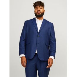Jack & Jones PlusSize Sakko "JPRSOLARIS BLAZER NOOS PLS", Herren, Gr. 68, blau (medieval blau), Web, Obermaterial: 59% Polyester, 24% Wolle, 16% Viskose, 1% Elasthan, JACK & JONES PLUSSIZE, unifarben, slim fit, Sakkos Sakko