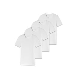 T-Shirt Schiesser "T-Shirt 2PACK T-shirt 4er Pack", Damen, Gr. XL, wei&szlig;, Obermaterial: 95% Baumwolle CO. 5% Elasthan EL., Shirts T-Shirt