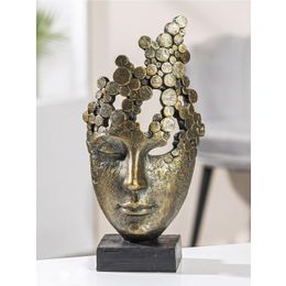 Dekofigur CASABLANCA BY GILDE "Skulptur "Female Mask", braun (bronzefarben), B:15cm H:31,5cm T:10cm, Kunstharz, Dekofiguren, Dekofigur