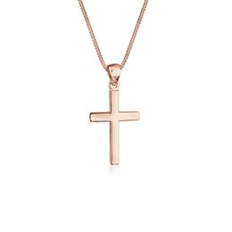 Kette mit Anh&auml;nger Elli "Halskette Kreuz Symbol Religion 925 Silber" Gr. 45, rosa (rosegold), Halsketten, Damen, 45, ohne Stein, Silber 925 (Sterlingsilber), Kette mit Anh&auml;nger