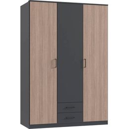 Kleiderschrank wimex "Fulda, 135 oder 180/58/199cm, 2 Schubladen, Made in Germany", bunt (grafit, au&szlig;ent&uuml;ren multiplex optik), B:135cm H:199cm T:58cm, Holzwerkstoff, Schr&auml;nke, Kleiderschrank, besonderer Look durch Multiplex Optik, mit oder ohne Glasauflage