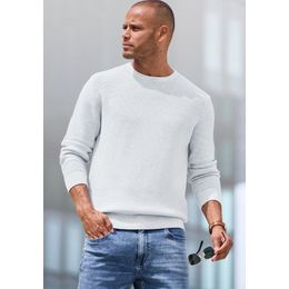 Strickpullover AUTHENTIC LE JOGGER, Herren, Gr. M (48/50), grau (hellgrau, meliert), Strick, Obermaterial: 100% Baumwolle, unifarben, regular fit normal, Rundhals, B&uuml;ndchen, Pullover Strickpullover, mit Double-Layer Optik, Pullover aus reiner Baumwolle