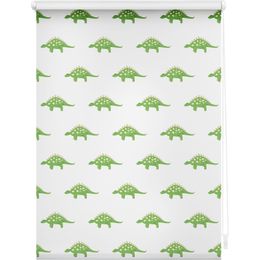 Seitenzugrollo LICHTBLICK ORIGINAL "Rollo Klemmfix, ohne Bohren, blickdicht, Dinos - Gr&uuml;n", gr&uuml;n (gr&uuml;n, wei&szlig;), B:100cm H:150cm, Polyester, Rollos, Seitenzugrollo