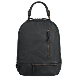 Cityrucksack Samantha Look, Damen, Gr. B/H/T: 27cm x 36cm x 13cm, onesize, grau, Leder, Rindsleder, Retro, Rucks&auml;cke Cityrucksack, echt Leder, Made in Italy