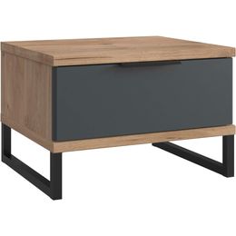 Nachtkommode wimex "Texel mit Schublade, passend zum Bett Texel", plankeneiche nachbildung, grafit, B:46cm H:38cm T:40cm, Holzwerkstoff, Sideboards, Nachtkommode, Schubkastenschienen aus Metall