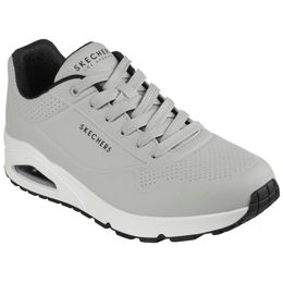 Sneaker Skechers "Uno - Stand on Air", Herren, Gr. 47,5, grau (hellgrau, schwarz), Lederimitat, Schuhe Sneaker, Freizeitschuh, Halbschuh, Schn&uuml;rschuh mit Air-Cooled Memory Foam, Topseller