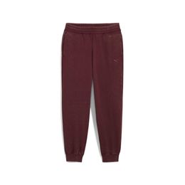 Trainingshose Puma "ESS ELEVATED COMFORT WASH SWEATPANTS FL CL", Damen, Gr. S, N-Gr, ruby shimmer, Fleece, Obermaterial: 66% Baumwolle, 34% Polyester, bedruckt, comfort fit normal, Hosen Trainingshose, sportlicher Stil, mit Print-Applikationen, mit Eingrifftaschen