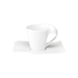 Villeroy & Boch Tasse VILLEROY & BOCH "Kaffeetasse mit Untertasse NewWave 200 ml wei&szlig;", wei&szlig;, 1 tlg., Porzellan, Trinkgef&auml;&szlig;e, Tasse