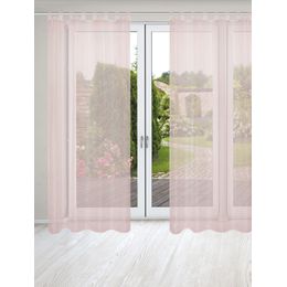 Vorhang Home Wohnideen "NESSI 2er Pack" Gr. 1, rosa (ros&eacute;), B:135cm H:245cm, Polyester, Gardinen, Vorhang, Uni, Voile, transparent, Schlaufen inkl. Zugband, 2er Pack, Topseller