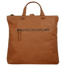 Umh&auml;ngetasche CLUTY, Damen, Gr. B/H/T: 28cm x 33cm x 7cm onesize, braun (cognac), Leder, Taschen Umh&auml;ngetasche, echt Leder, Made in Italy