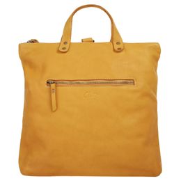 Umh&auml;ngetasche CLUTY, Damen, Gr. B/H/T: 28cm x 33cm x 7cm onesize, gelb, Leder, Taschen Umh&auml;ngetasche, echt Leder, Made in Italy