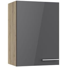 H&auml;ngeschrank Optifit "Lilly", schwarz (anthrazit lackiert, wildeiche, wildeiche), B:50cm H:70,4cm T:34,6cm, Holzwerkstoff, Schr&auml;nke, H&auml;ngeschrank, Breite 50 cm, 1 T&uuml;r, 2 Einlegeb&ouml;den