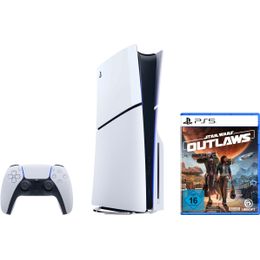 Playstation 5 Konsolen-Set "Disk Edition (Slim) + Star Wars Outlaws", schwarz (schwarz, wei&szlig;), B:35,8cm H:9,6cm T:21,6cm, Spielekonsolen, Konsolen-Set