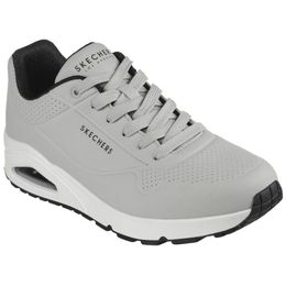 Sneaker Skechers "Uno - Stand on Air", Herren, Gr. 43, grau (hellgrau, schwarz), Lederimitat, Schuhe Sneaker, Freizeitschuh, Halbschuh, Schn&uuml;rschuh mit Air-Cooled Memory Foam, Topseller