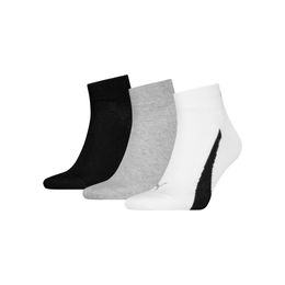 Kurzsocken Puma "Puma UNISEX LIFESTYLE QUARTER 3P", Damen, Gr. 43-46, schwarz-wei&szlig; (1x schwarz, 1x wei&szlig;, 1x grau), Baumwolle, Baumwollmischung, Elasthan, meliert, elastisch, Socken Kurzsocken, mit kurzem geripptem Schaft