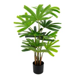 Kunstbaum I.GE.A. "Palme Rhapis im Topf K&uuml;nstliche Palme Excelsa Steckenpalme Raphiapalme", gr&uuml;n, B:46cm H:88cm L:46cm, Polyester, Kunstpflanzen, Kunstbaum, Dekopflanze Zimmerpflanze Kunstpflanze Pflanzen Dekobaum B&auml;ume