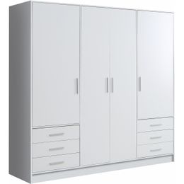 Kleiderschrank FORTE "Jupiter, Made in Europe, mit Schubladen", wei&szlig;, B:207cm H:200cm T:60cm, FSC-zertifizierter Holzwerkstoff, Schr&auml;nke, Kleiderschrank, Stauraum, 2 Breiten, 4 Farben, Schubladen, variable Einlegeb&ouml;den