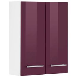 H&auml;ngeschrank Welltime "Venedig", lila (aubergine, wei&szlig;), B:50cm H:64cm T:20cm, Schr&auml;nke, H&auml;ngeschrank, Badm&ouml;bel mit Breite 50 cm, mit Metallgriffen