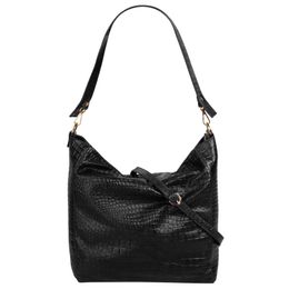 Shopper Samantha Look, Damen, Gr. B/H/T: 39cm x 31cm x 13cm onesize, schwarz, Leder, Reptilienpr&auml;gung, Taschen Shopper, echt Leder, Made in Italy
