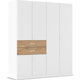 Dreht&uuml;renschrank Rauch "Kleiderschrank Schrank Garderobe MAIKA mit Dekor-Front", wei&szlig; (alpinwei&szlig;, eiche artisan), B:181cm H:210cm T:54cm, Holzwerkstoff, Schr&auml;nke, Dreht&uuml;renschrank, 2 Schubladen, in verschiedenen Breiten, H&ouml;hen, Farben, MADE IN GERMANY