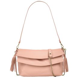 Umh&auml;ngetasche Samantha Look, Damen, Gr. B/H/T: 33cm x 20cm x 6cm onesize, rosa, Leder, leicht gl&auml;nzend, unifarben, Taschen Umh&auml;ngetasche, echt Leder, Made in Italy