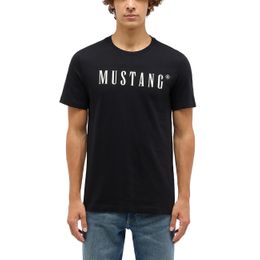 Kurzarmshirt Mustang "Herren Style Austin", Herren, Gr. L, schwarz, Jersey, 100% Baumwolle, Rundhals, Shirts Kurzarmshirt