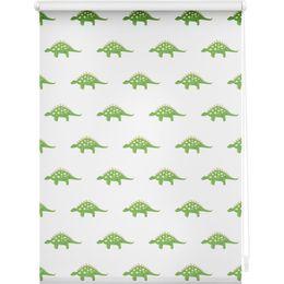 Seitenzugrollo LICHTBLICK ORIGINAL "Rollo Klemmfix, ohne Bohren, blickdicht, Dinos - Gr&uuml;n", gr&uuml;n (gr&uuml;n, wei&szlig;), B:70cm H:150cm, Polyester, Rollos, Seitenzugrollo