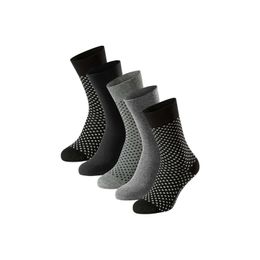 Kurzsocken Schiesser "Socken Bluebird 5er Pack", Herren, Gr. 39-42, grau (schwarz, gepunktet), Obermaterial: 77% Baumwolle CO. 22% Polyamid PA. 1% Elasthan EL., Socken Kurzsocken