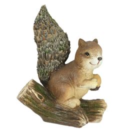 Dekofigur I.GE.A. "Eichh&ouml;rnchen auf Baumstamm", braun, B:18cm H:20cm, Polyresin, Dekofiguren, Dekofigur, Tierfigur Gartendeko Herbstdeko Winterdeko Statue Tierfigur Skulptur
