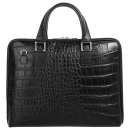 Aktentasche CLUTY, Damen, Gr. B/H/T: 30cm x 25cm x 5cm onesize, schwarz, Leder, gl&auml;nzend, Taschen Aktentasche, echt Leder, Made in Italy