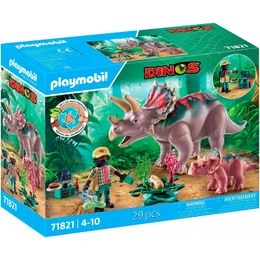 Konstruktions-Spielset Playmobil "Triceratops mit Jungtier (71821), Playmobil Dinos", bunt, Spielbausteine, Kinder, Kunststoff, Konstruktions-Spielset