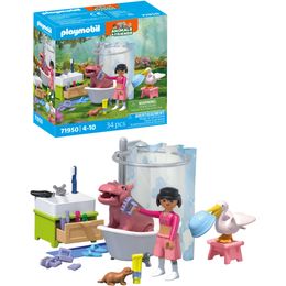 Konstruktions-Spielset Playmobil "Tierischer Badespa&szlig; (71950), Animals & Friends", bunt, Spielbausteine, Kinder, Kunststoff, Konstruktions-Spielset, Made in Europe