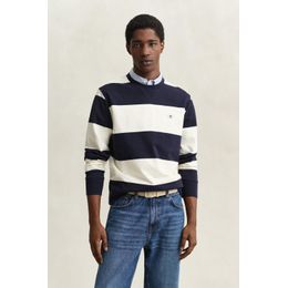 Sweatshirt Gant "STRIPED C-NECK", Herren, Gr. XL, evening blau, Sweatware, Obermaterial: 100% Baumwolle, gestreift, h&uuml;ftlang, Rundhals, angesetztes B&uuml;ndchen, Sweatshirts Sweatshirt, mit Rundhals und Logostickerei