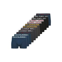 Jack & Jones Boxershorts JACK & JONES "Boxershort JACCOLTON SOLID TRUNKS 12 PACK 12er Pack", Herren, Gr. S, bunt (blau, schwarz, grau), Obermaterial: 95% Baumwolle CO. 5% Elasthan EL., Unterhosen Boxershorts