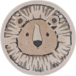Kinderteppich Hanse Home "Adventures Lion", beige (creme,grau), H:8mm &Oslash;:140cm, Polypropylen, Teppiche, Kinderteppich, Spielteppich, fest, Kinderzimmer, Kurzflor, Spielunterlage